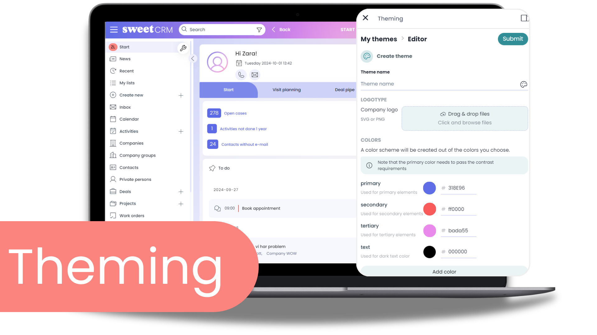 Customize Sweet CRM and Forms with the new theming feature - Sweet Systems